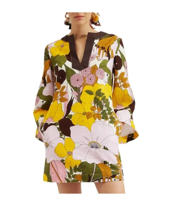 La DoubleJ Kaftan Mini Floral-print Dress