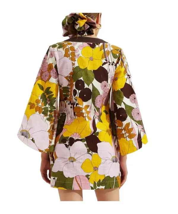 La DoubleJ Kaftan Mini Floral-print Dress