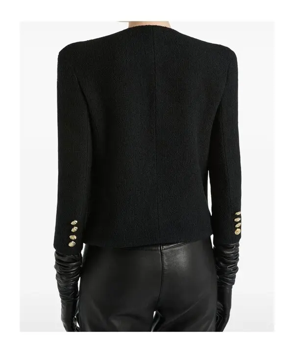 Balmain Textured Bouclette Tweed Jacket With Gold-tone Buttons