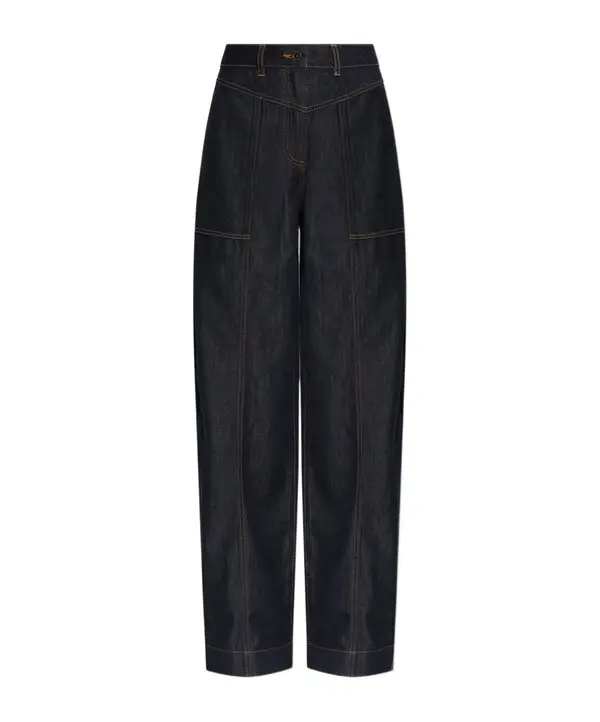 SELF-PORTRAIT Belt-loop Wide-leg Jeans - Navy