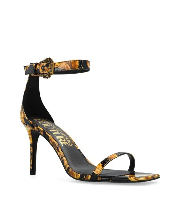 Versace Baroque Printed Ankle Strap Stiletto Sandals
