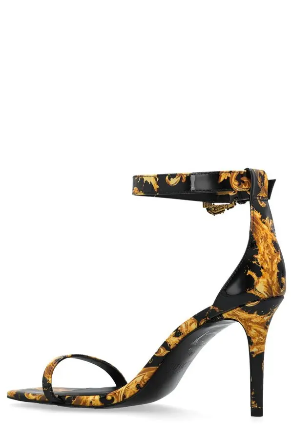 Versace Baroque Printed Ankle Strap Stiletto Sandals