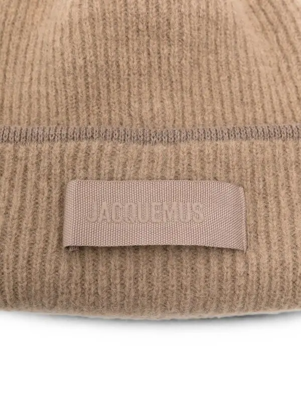 Jacquemus Logo-patch Ribbed-knit Beanie Hat