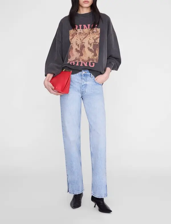 ANINE BING Miles Sweatshirt With Tiger Graphic - Washedblack