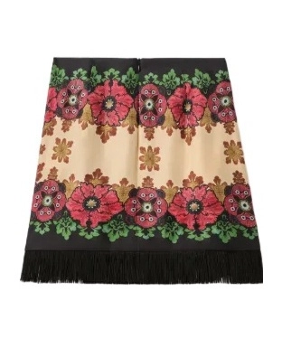 La DoubleJ Floral-print Fringed Skirt
