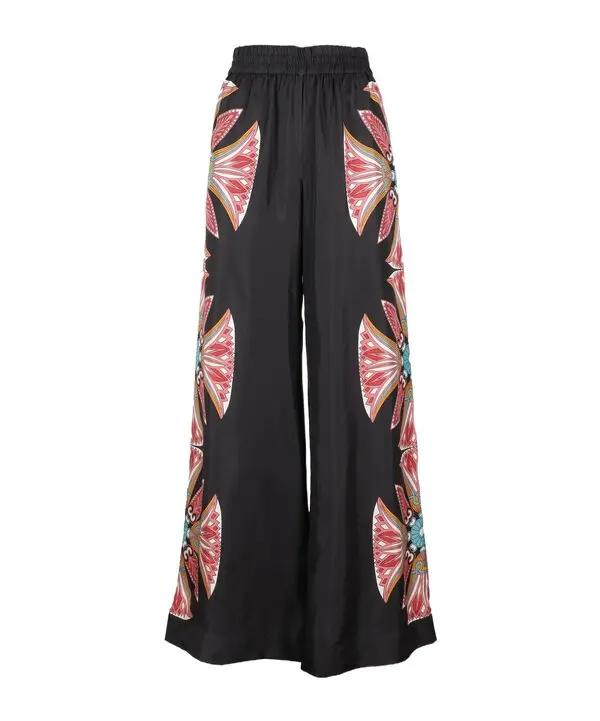 La DoubleJ Lotus-print Silk Palazzo Pants