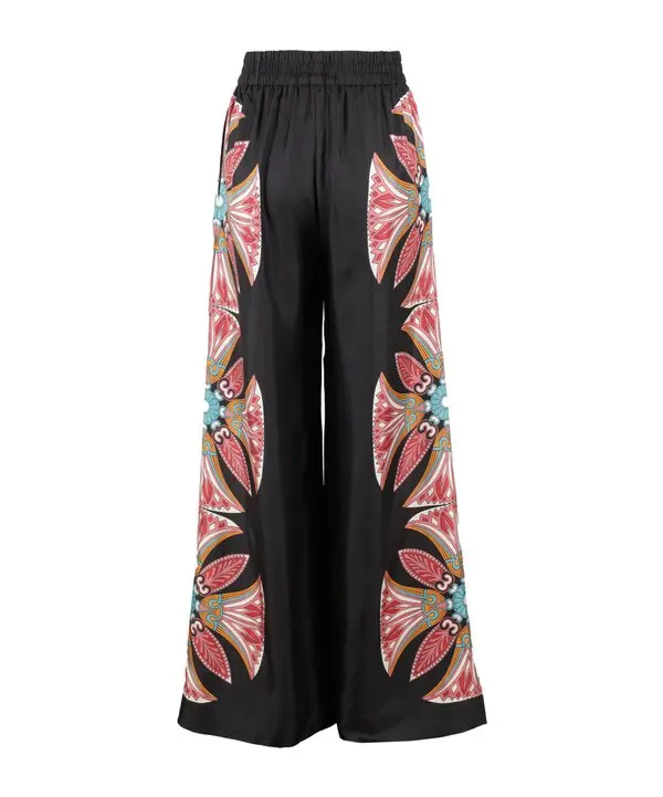 La DoubleJ Lotus-print Silk Palazzo Pants
