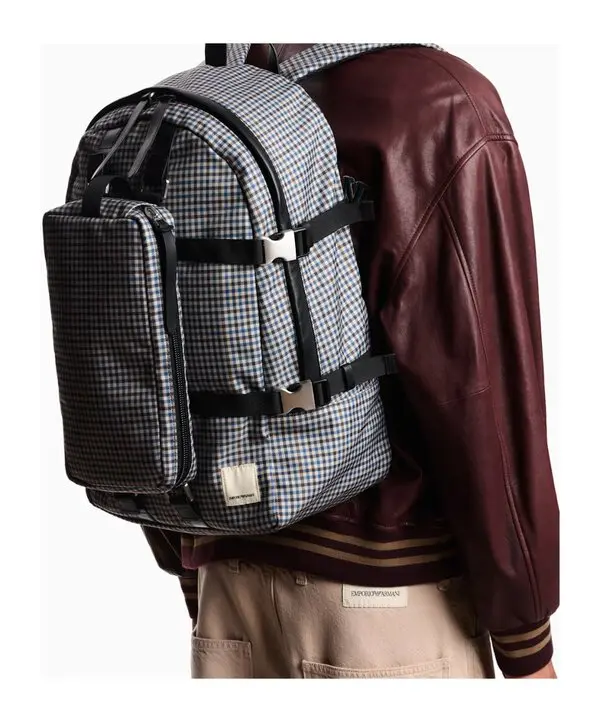 Emporio Armani Eagle Club Capsule Collection Checked Nylon Backpack
