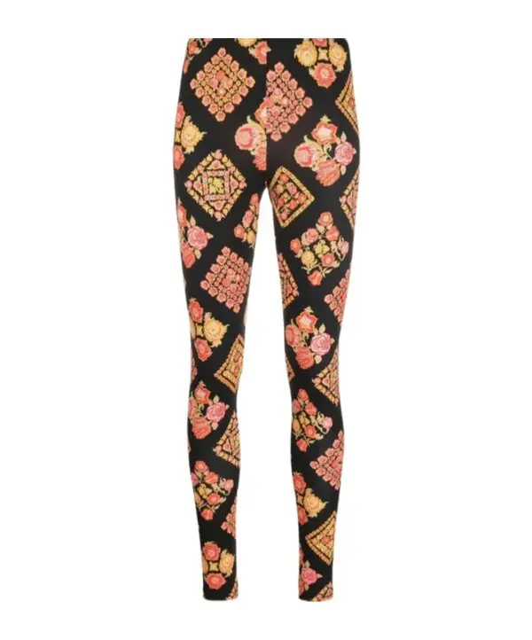 La DoubleJ Floral Check Leggings - Black