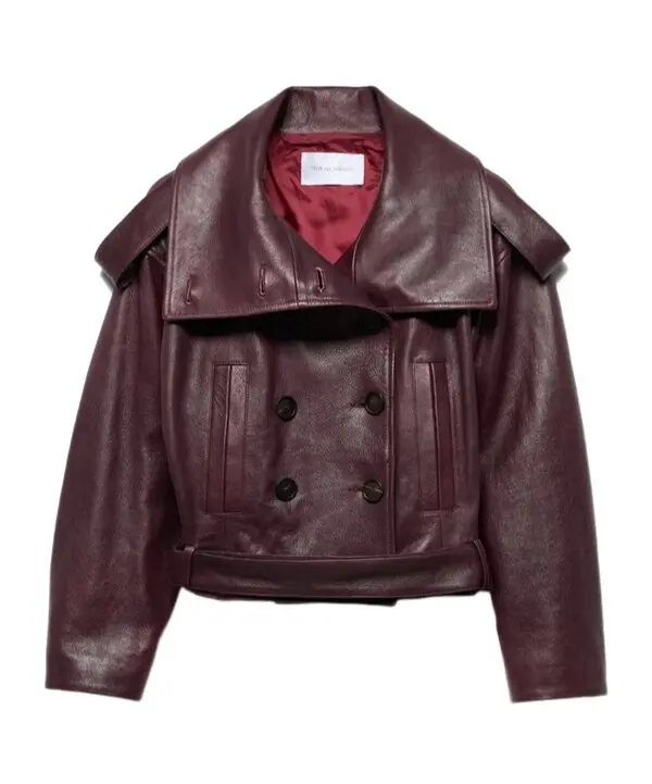 7 For All Mankind Double-breasted Leather Jacket - Red