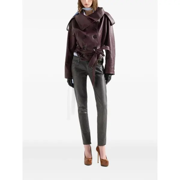 7 For All Mankind Double-breasted Leather Jacket - Red