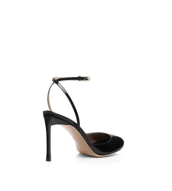 TOM FORD Patent Leather Stiletto Pumps With Ankle Strap - Black