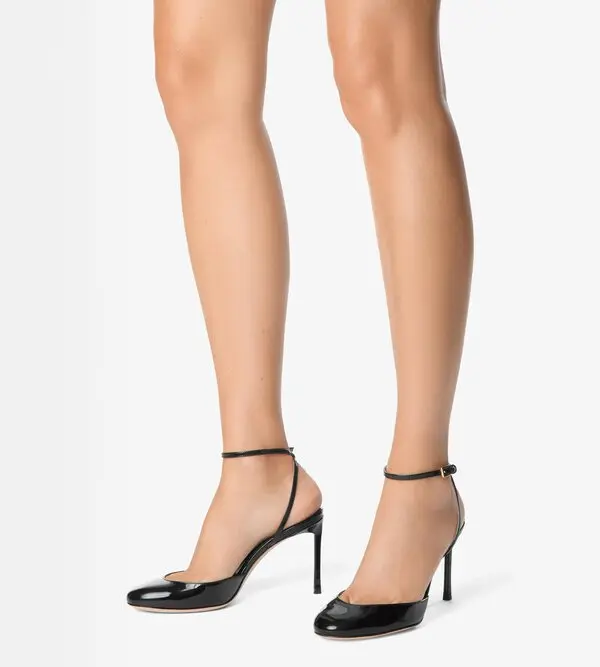 TOM FORD Patent Leather Stiletto Pumps With Ankle Strap - Black