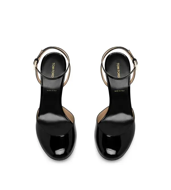 TOM FORD Patent Leather Stiletto Pumps With Ankle Strap - Black
