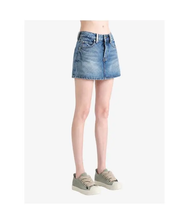 Alexander Wang Denim Mini Shorts With Crystal Embellished Belt Loops