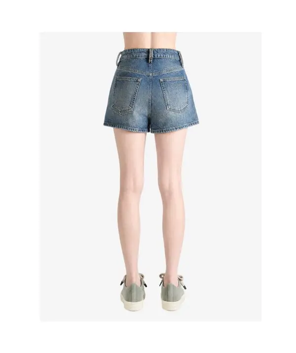 Alexander Wang Denim Mini Shorts With Crystal Embellished Belt Loops
