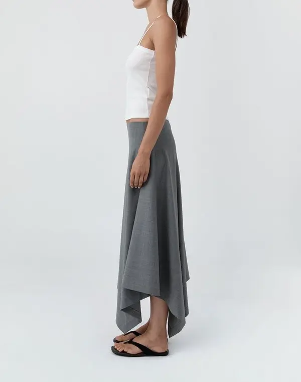 ST. AGNI Curved Patchwork Midi Skirt