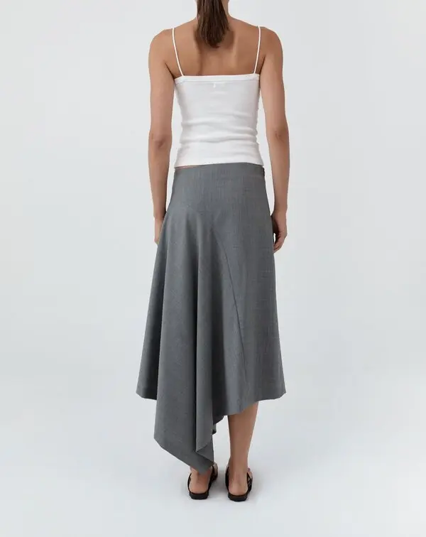 ST. AGNI Curved Patchwork Midi Skirt