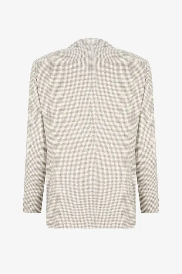 Brioni Ravello Single-breasted Linen Blend Houndstooth Check Blazer