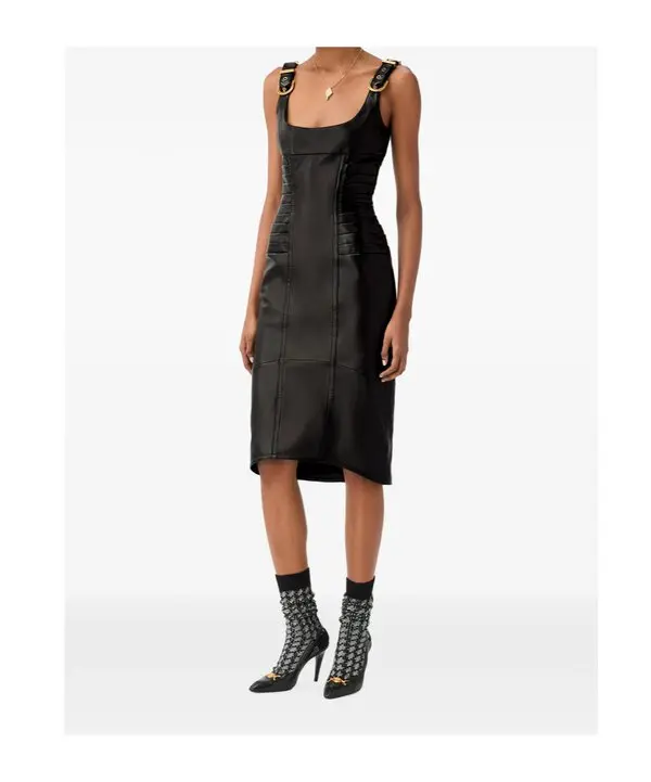 Versace Nappa Leather Midi Dress With Medusa Hardware