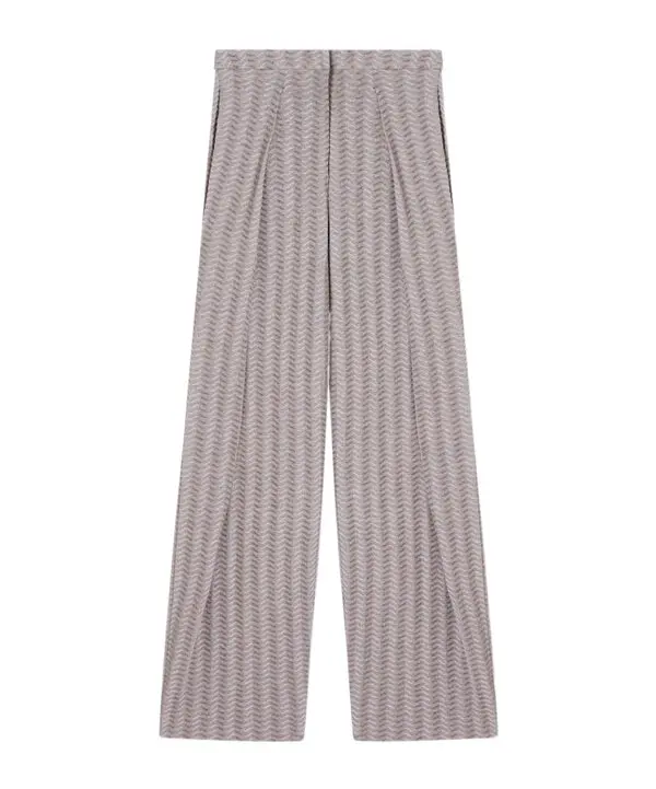 Emporio Armani Jacquard Wide-leg Knitted Trousers - Beige