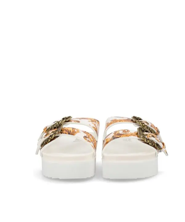 Versace Embellished Barocco Print Platform Sandals - White