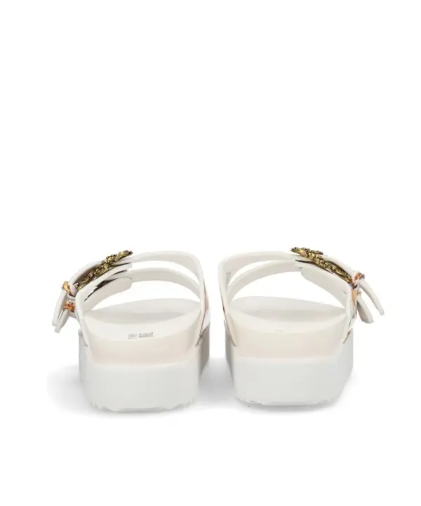 Versace Embellished Barocco Print Platform Sandals - White