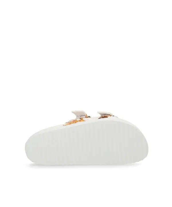 Versace Embellished Barocco Print Platform Sandals - White