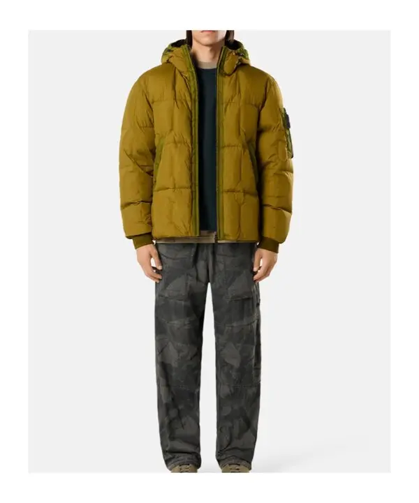 Stone Island Hooded Down Jacket With Wind Resistance