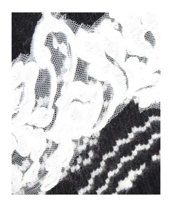 ERMANNO FIRENZE Intarsia Lace-knit Turtleneck Sweater