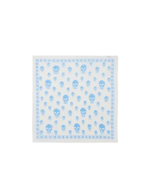 Alexander McQueen Pleated Skull-print Scarf - Light Blue