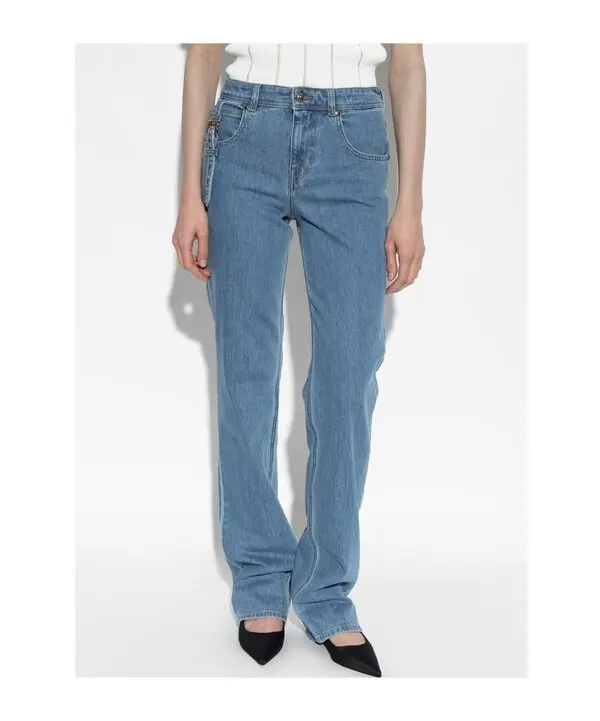 Versace Slim-fit Buckle Detail Jeans - Blue