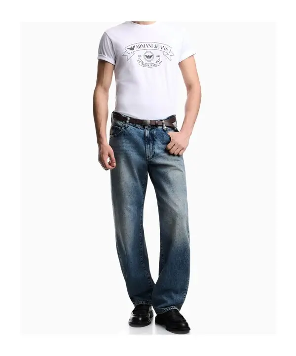 Emporio Armani Faded Straight-leg Jeans - Blue