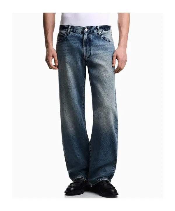 Emporio Armani Faded Straight-leg Jeans - Blue