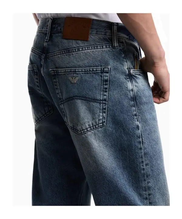 Emporio Armani Faded Straight-leg Jeans - Blue