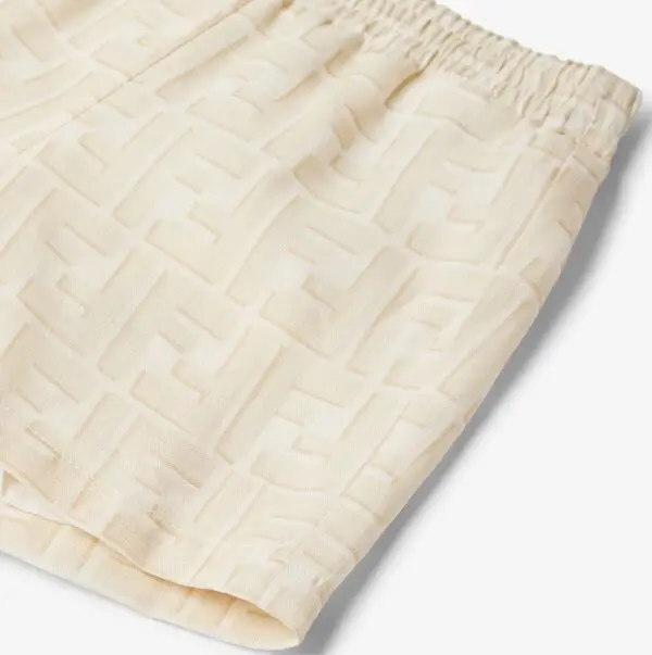 Fendi Ff Logo Print Shorts - Beige
