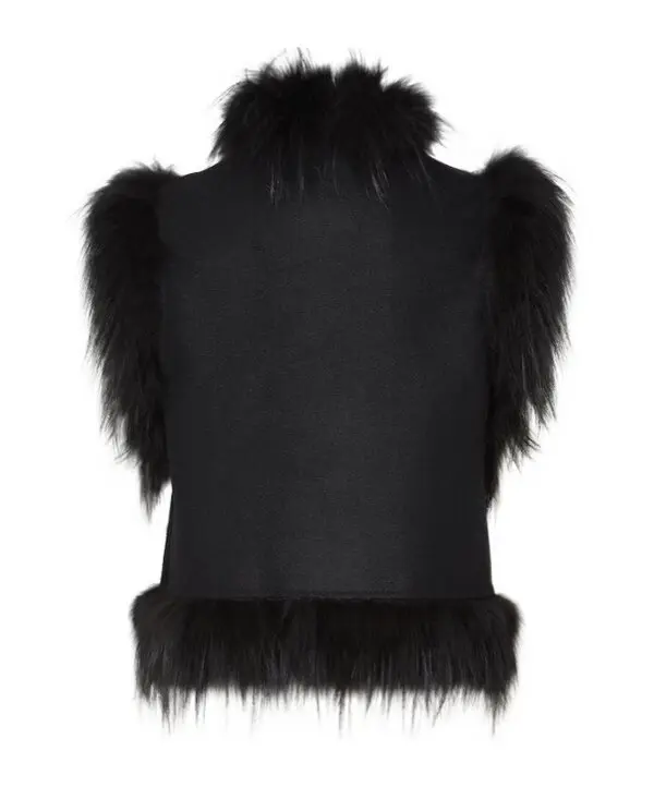 Fendi Wool Gilet With Embroidery And Fox Fur Trim