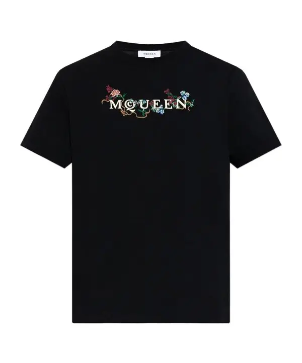 Alexander McQueen Floral Logo Printed T-shirt