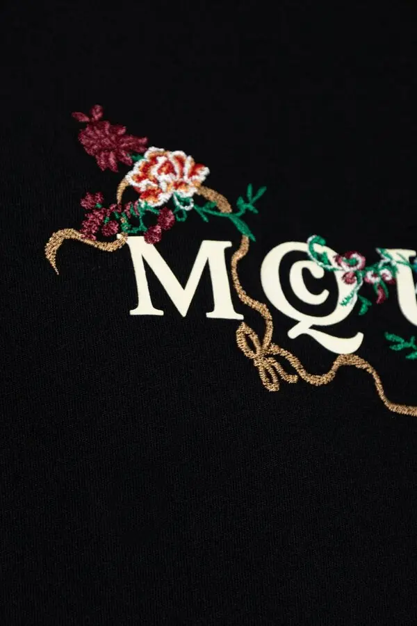 Alexander McQueen Floral Logo Printed T-shirt