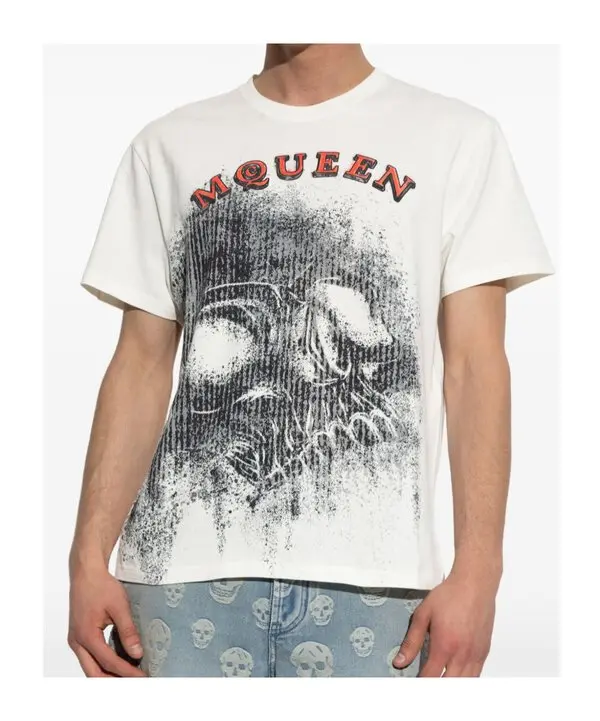 Alexander McQueen Spray Skull Print Crewneck T-shirt