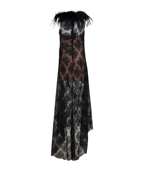 Giuseppe Di Morabito Feather-trim Asymmetric Dress