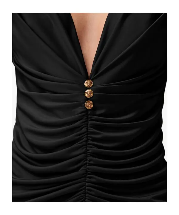 Versace Draped Gown With Medusa Hardware