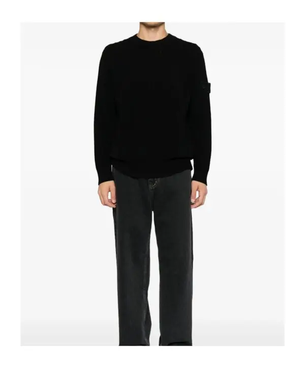 Stone Island Long Sleeve Pullover Sweater - Black