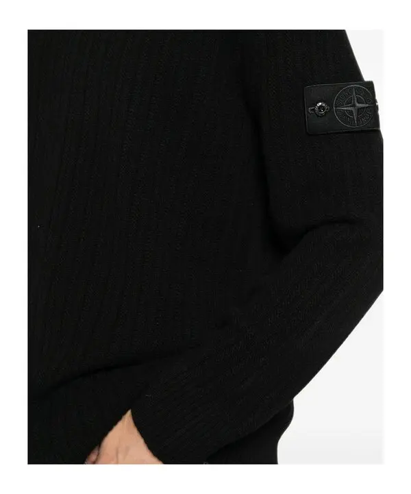 Stone Island Long Sleeve Pullover Sweater - Black