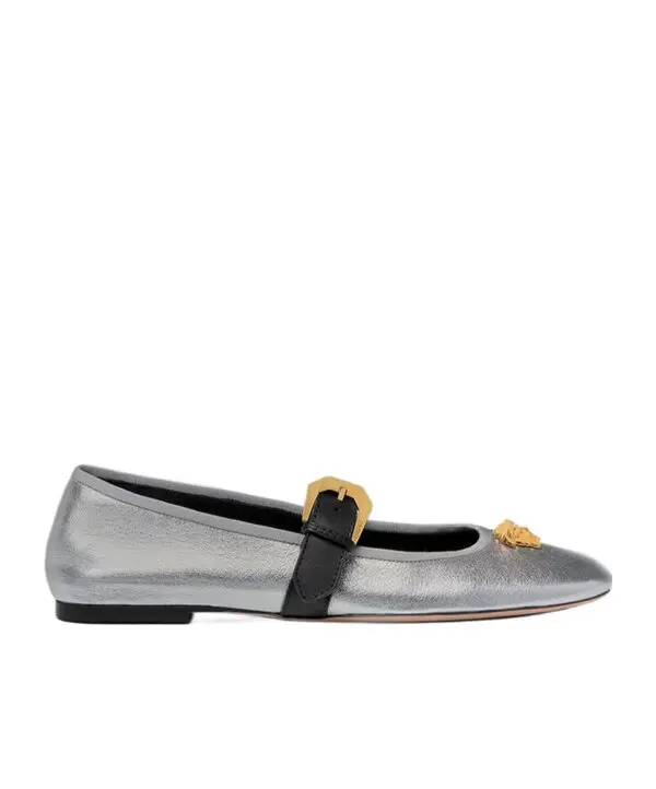 Versace La Medusa Metallic Ballerinas - Gray