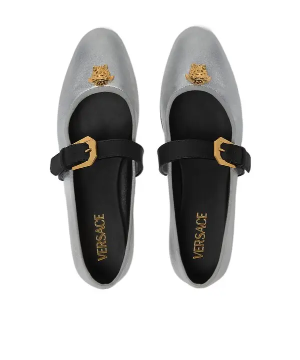 Versace La Medusa Metallic Ballerinas - Gray