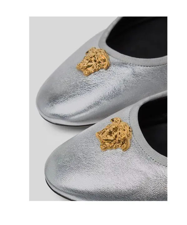Versace La Medusa Metallic Ballerinas - Gray