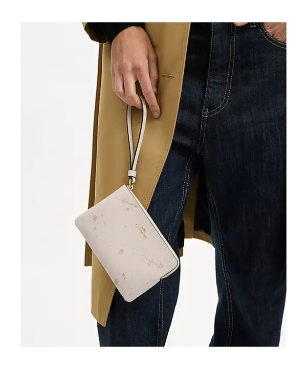 COACH Corner Zip Wristlet With Star Print