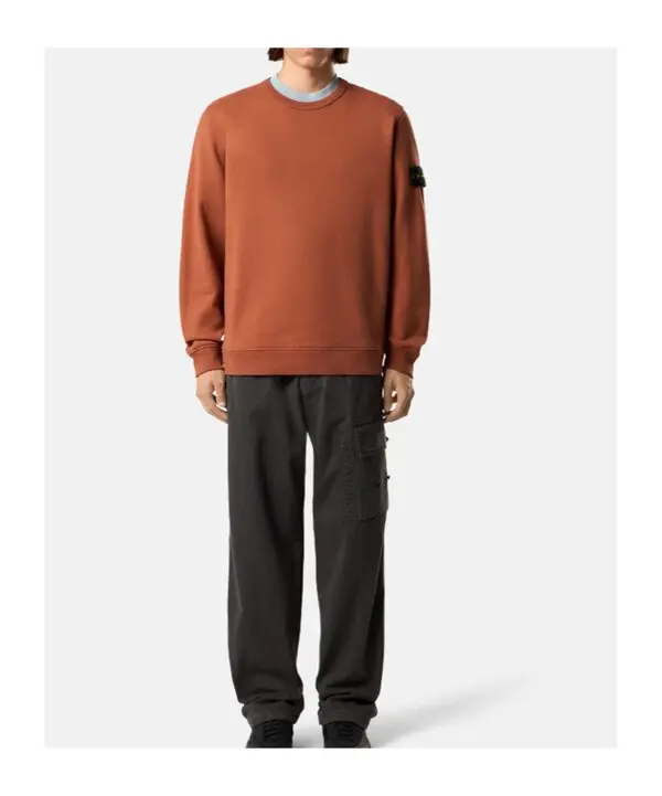 Stone Island Regular-fit Crewneck Sweatshirt With Ribbed Inserts