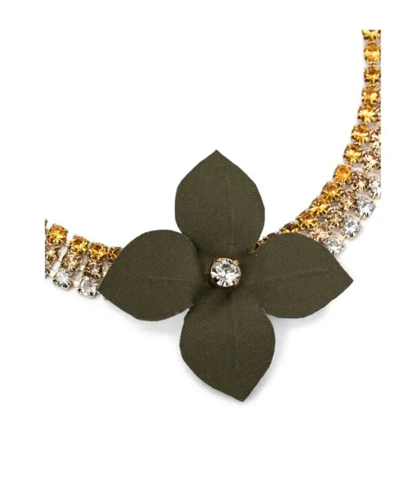 Marni Floral Pendant Necklace With Crystal Accents - Blue
